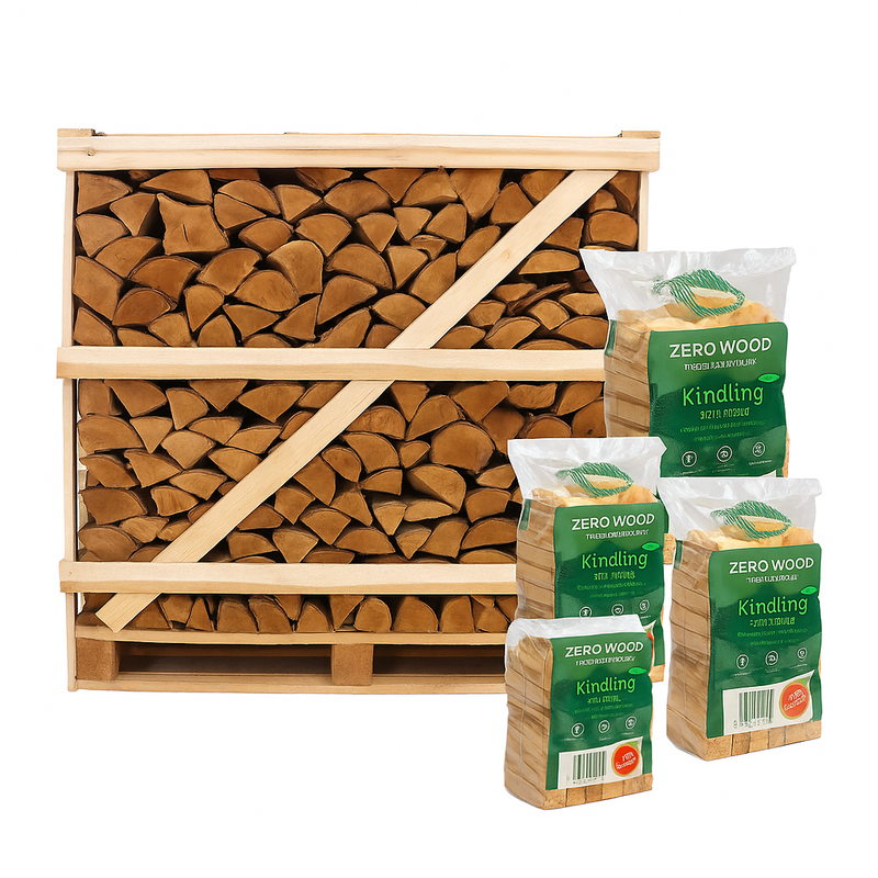 Kiln-Dried Firewood Crate with 4 Bags of Kindling | Loadsofstone ...